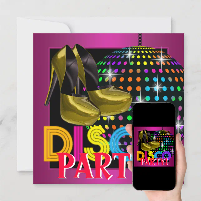 Hot Pink Disco Dance Party Invitation | Zazzle
