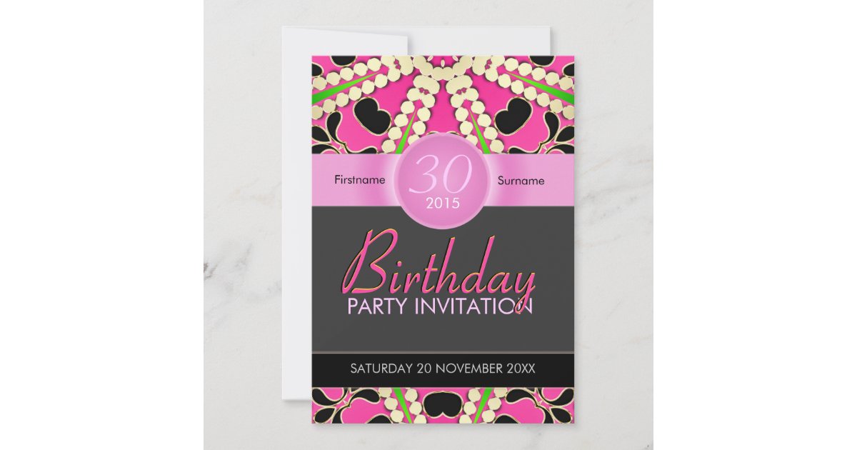 Hot Pink Diva Celebrate Age Birthday Invitations | Zazzle