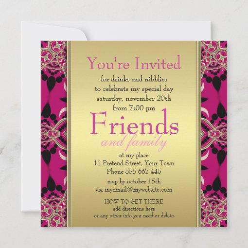 Hot Pink Diva Gal Birthday Party Invitations | Zazzle