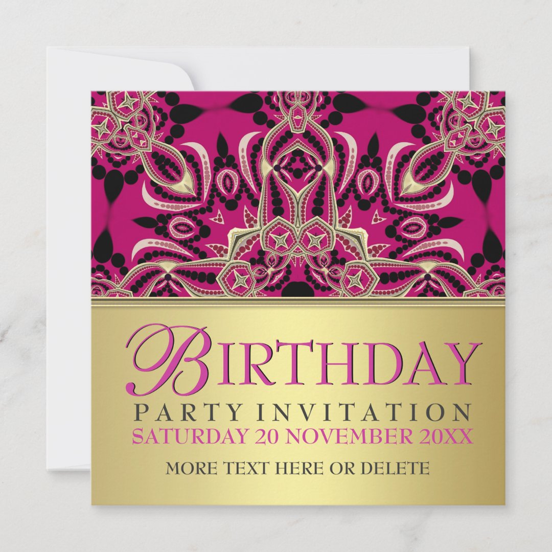 Hot Pink Diva Gal Birthday Party Invitations | Zazzle