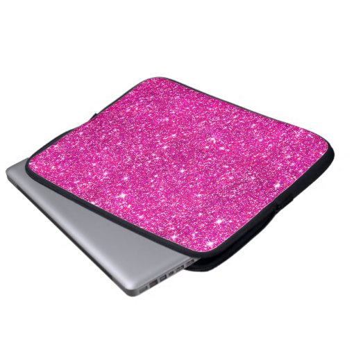 Hot Pink Faux Glitter Shining Pattern Girly Laptop Sleeve | Zazzle