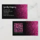 Hot pink faux glitter sparkle black QR code Business Card | Zazzle