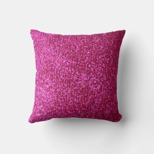 Hot Pink Faux Glitter Throw Pillow | Zazzle