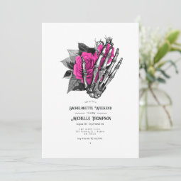 Hot-Pink Floral Gothic Skull Bachelorette Weekend Invitation | Zazzle