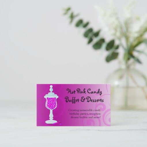 Hot Pink Fuchsia Candy Buffet Business Card | Zazzle