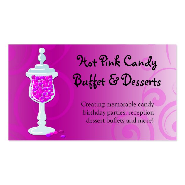 Hot Pink Fuchsia Candy Buffet Business Card Template