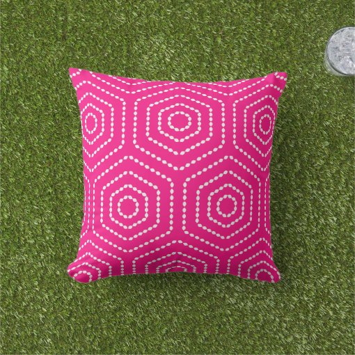 Hot Pink Geometric Pattern Outdoor Pillows | Zazzle