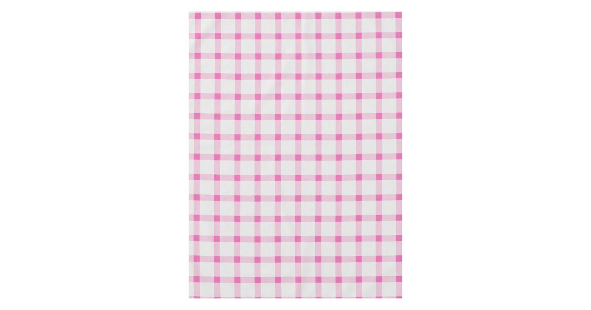 Hot Pink Gingham Check Plaid Medium Tablecloth | Zazzle