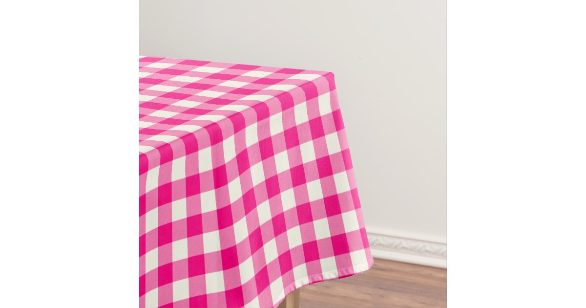 Hot Pink Gingham Cotton Tablecloth | Zazzle
