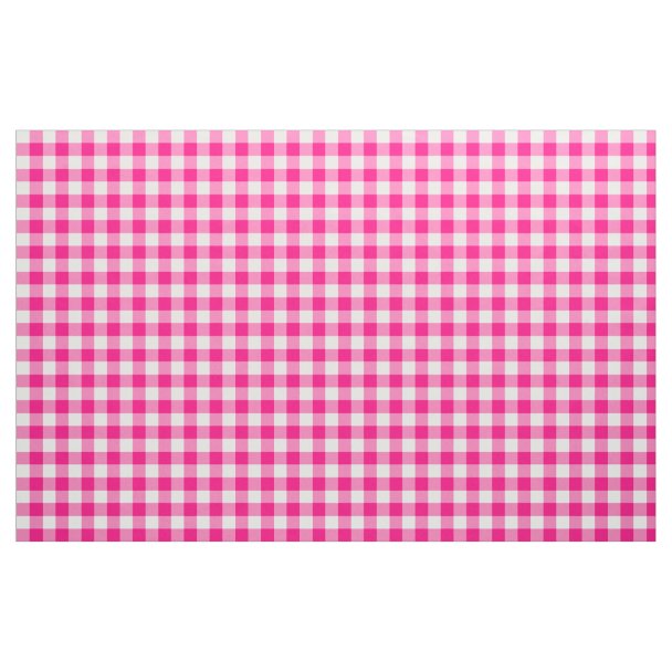 Hot Pink Gingham Pattern Fabric | Zazzle