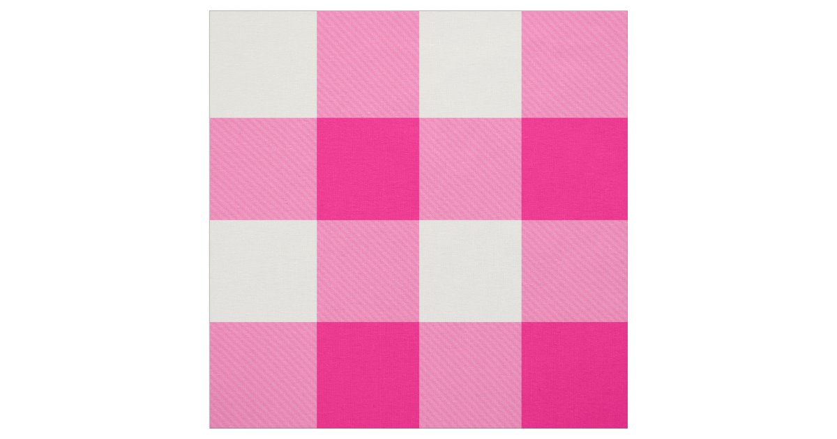 Hot Pink Gingham Pattern Fabric | Zazzle