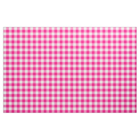 Hot Pink Gingham Pattern Fabric | Zazzle