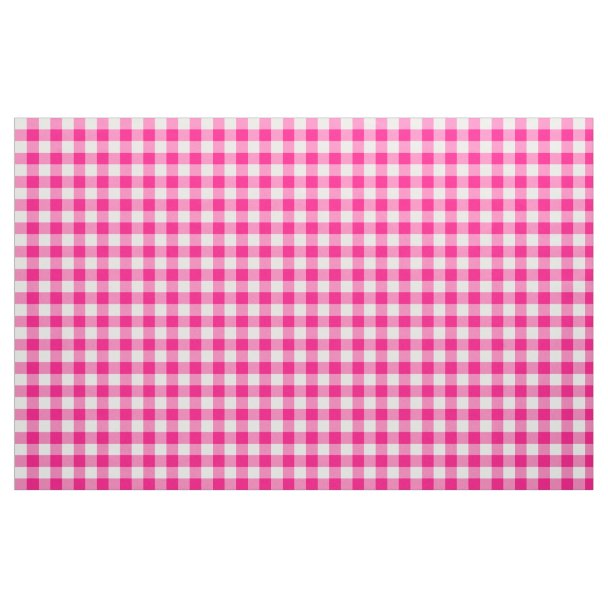 Hot Pink Gingham Pattern Fabric | Zazzle