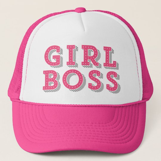 Hot Pink Girl Boss Quote Retro Marquee Trucker Hat | Zazzle.com