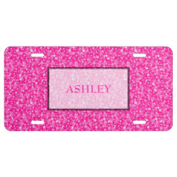 Hot Pink Glitter License Plate | Zazzle
