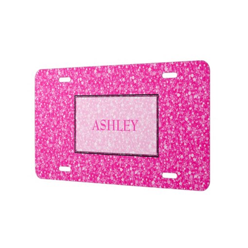 Hot Pink Glitter License Plate | Zazzle