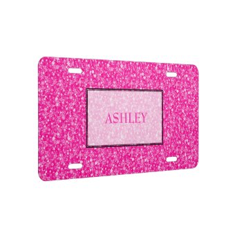 Hot Pink Glitter License Plate | Zazzle