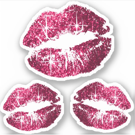 Hot Pink Glitter Lips - Kiss-Cut Sticker | Zazzle.com