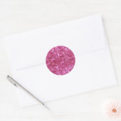 Hot Pink Glitter Look Classic Round Sticker | Zazzle
