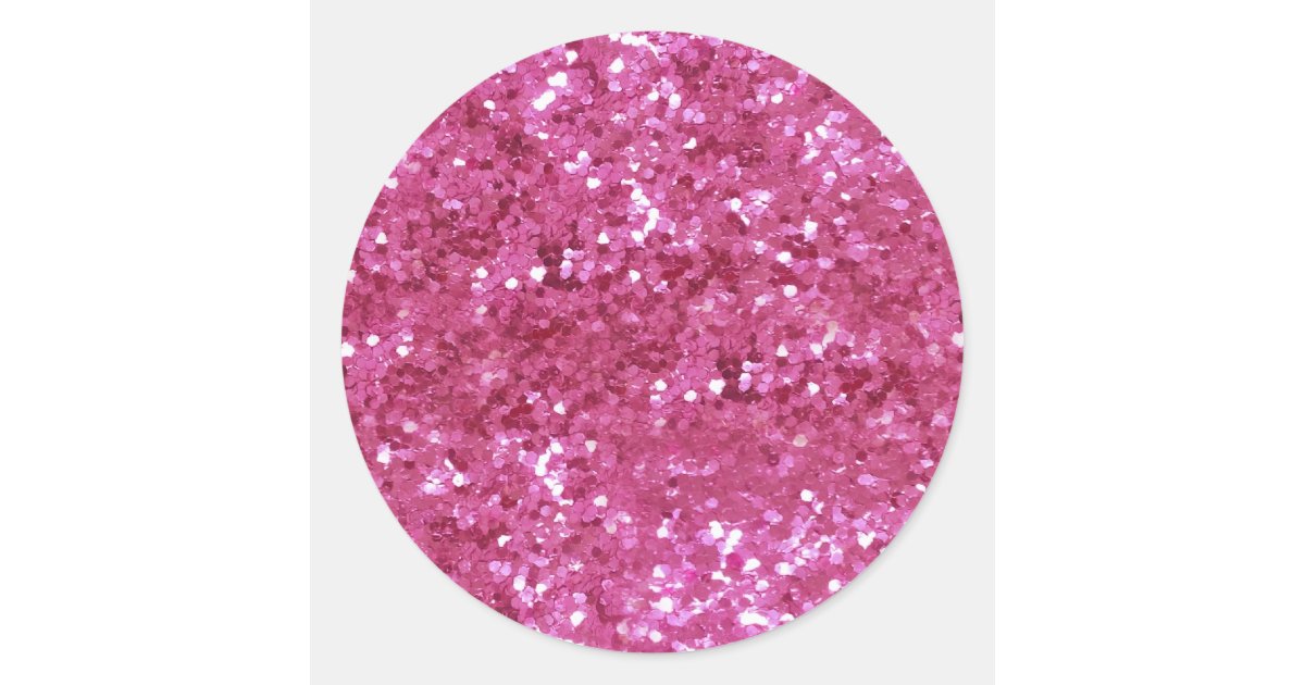 Hot Pink Glitter Look Classic Round Sticker | Zazzle