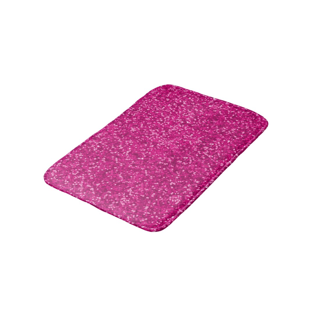 Hot Pink Glitter Pattern Look | Girly Glamour Bath Mat | Zazzle