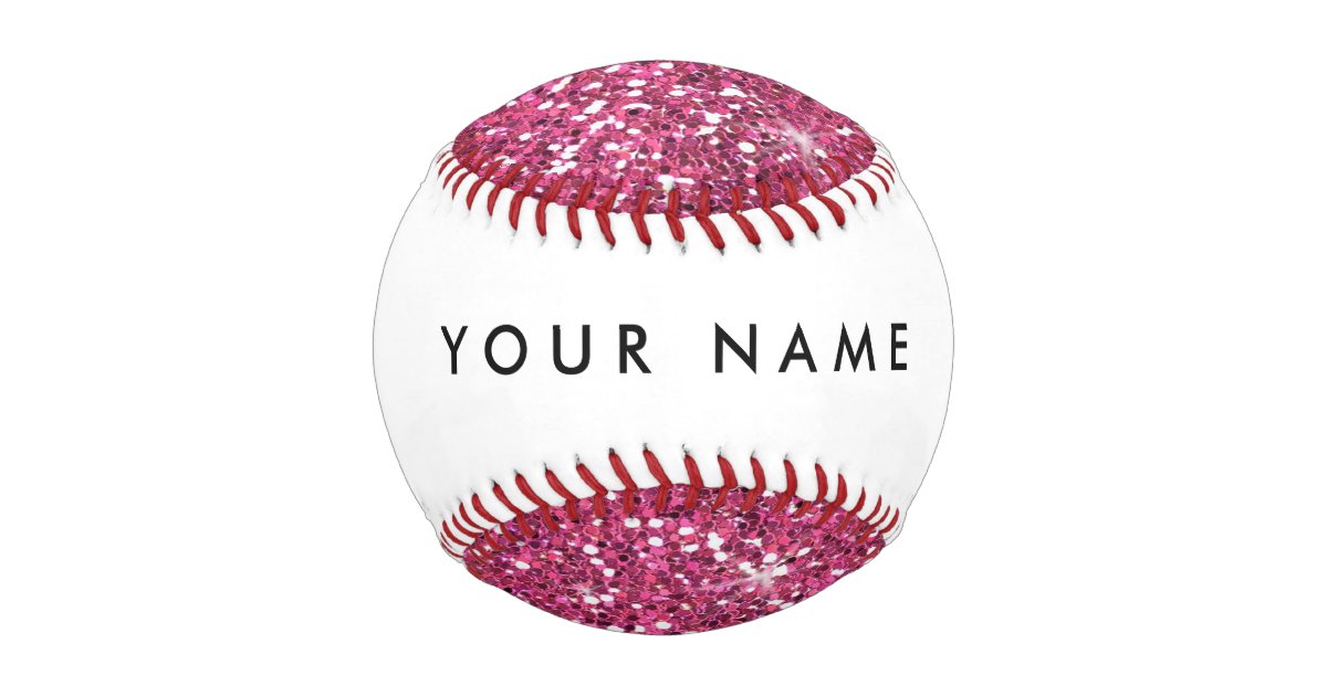 Hot Pink Glitter Printed Baseball | Zazzle