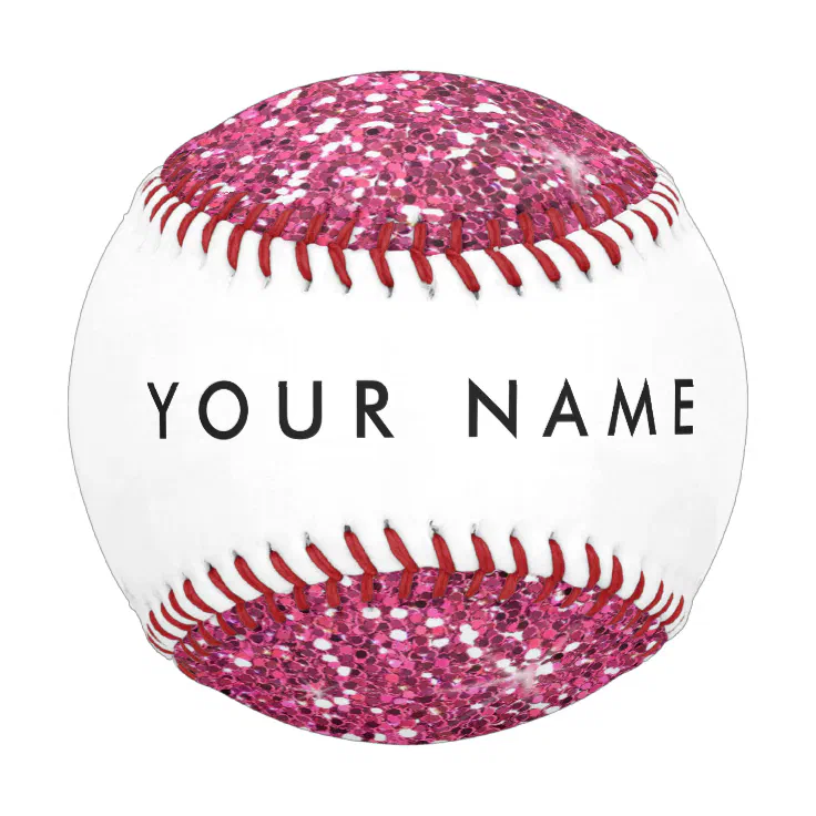Hot Pink Glitter Printed Baseball | Zazzle