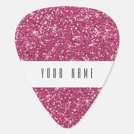 Hot Pink Glitter Printed Guitar Pick | Zazzle