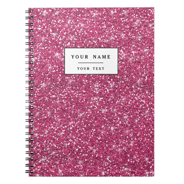 Hot Pink Glitter Printed Notebook | Zazzle