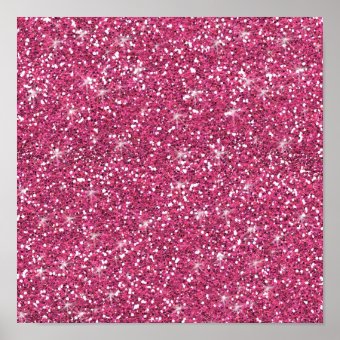 Hot Pink Glitter Printed Poster | Zazzle