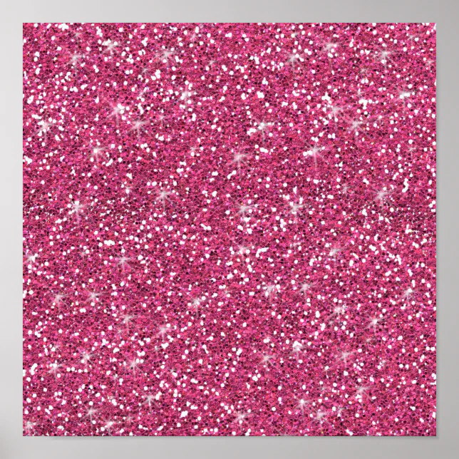 Hot Pink Glitter Printed Poster | Zazzle