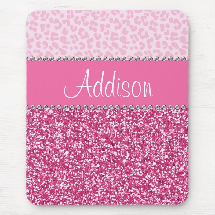 Hot Pink Glitter Rhinestone Leopard Bling Mousepad | Zazzle.com