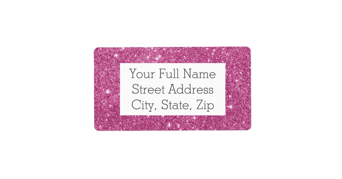Hot Pink Glitter Sparkles Label | Zazzle