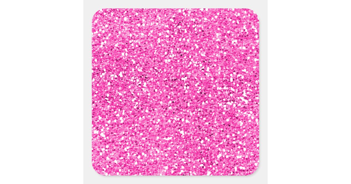 Hot Pink Glitter Square Sticker | Zazzle