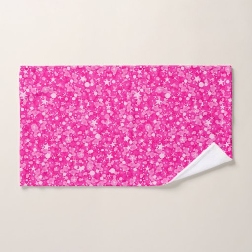 Hot Pink Glitter White Sparks Bath Towel Set | Zazzle