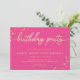 Hot Pink Gold Birthday Party Invitation | Zazzle