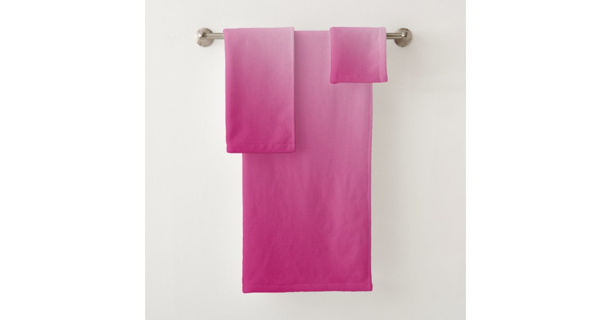 Hot Pink Gradient Bath Towel Set | Zazzle