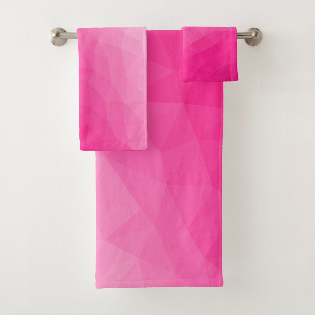 Hot pink Gradient Geometric Mesh Pattern Bath Towel Set | Zazzle