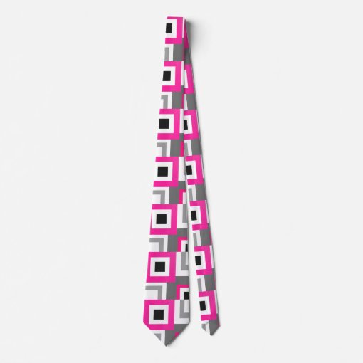 Hot Pink Gray Black White Color Block Pattern Neck Tie | Zazzle