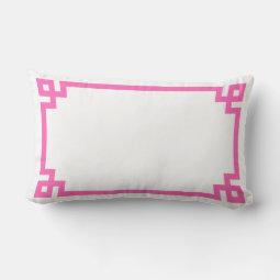 Hot Pink Greek Key Border Monogram Lumbar Pillow | Zazzle