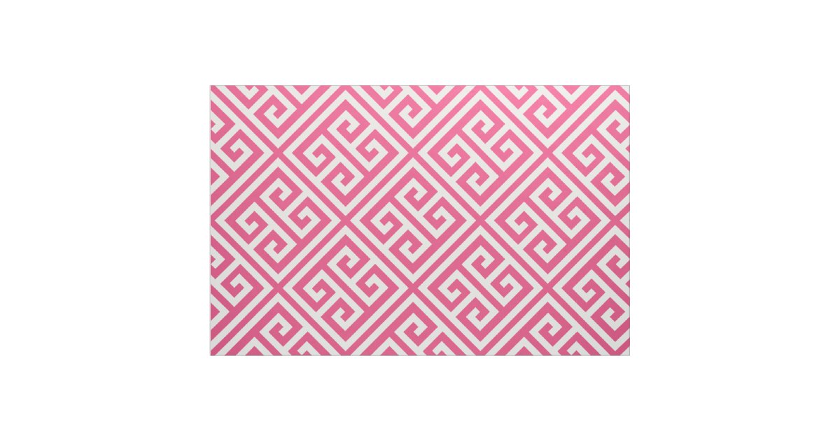 Hot Pink Greek Key Large Scale | Editable Color Fabric | Zazzle