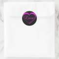 Hot Pink Heart Outline with Love Classic Round Sticker | Zazzle