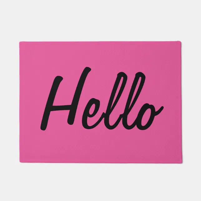 Hot Pink - Hello Doormat | Zazzle