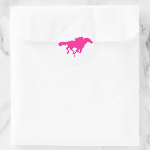 Hot Pink Horse Racing; Race Horse Classic Round Sticker | Zazzle