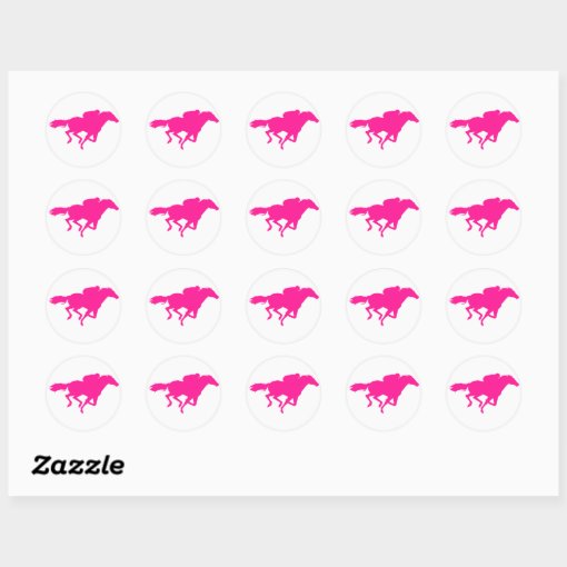 Hot Pink Horse Racing; Race Horse Classic Round Sticker | Zazzle