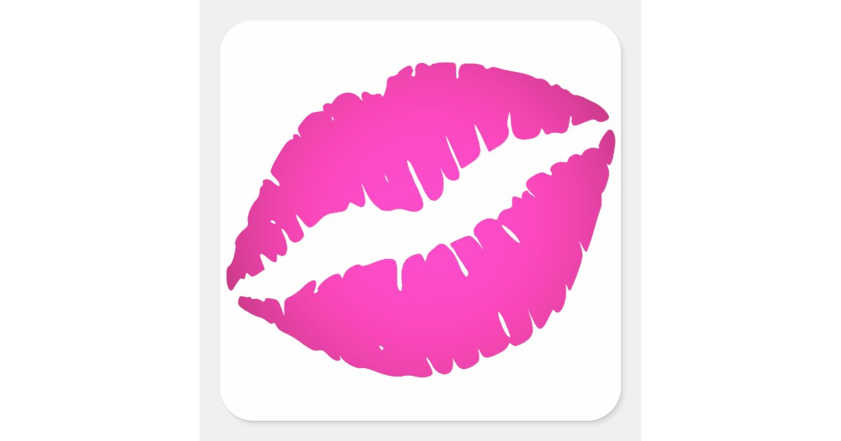 Hot Pink Kiss Square Sticker | Zazzle