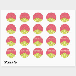 hot pink kiwi fruit baking gift tag stickers, H... | Zazzle
