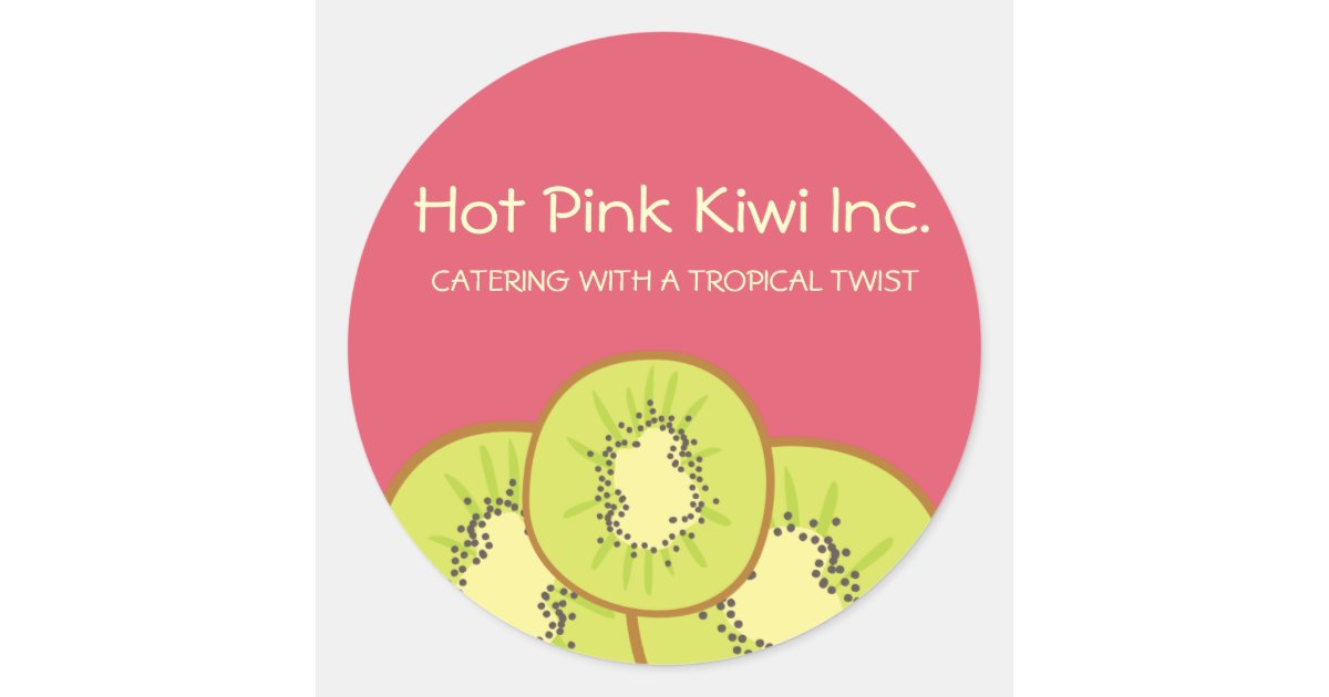 hot pink kiwi fruit baking gift tag stickers, H... | Zazzle