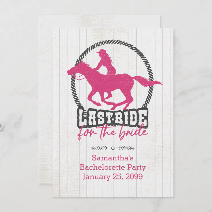 Hot Pink Last Ride For The Bride Invitation | Zazzle