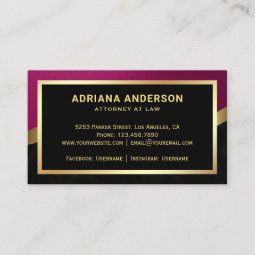 Hot Pink Lawyer Attorney Gold Pen Nib Notary Business Card | Zazzle